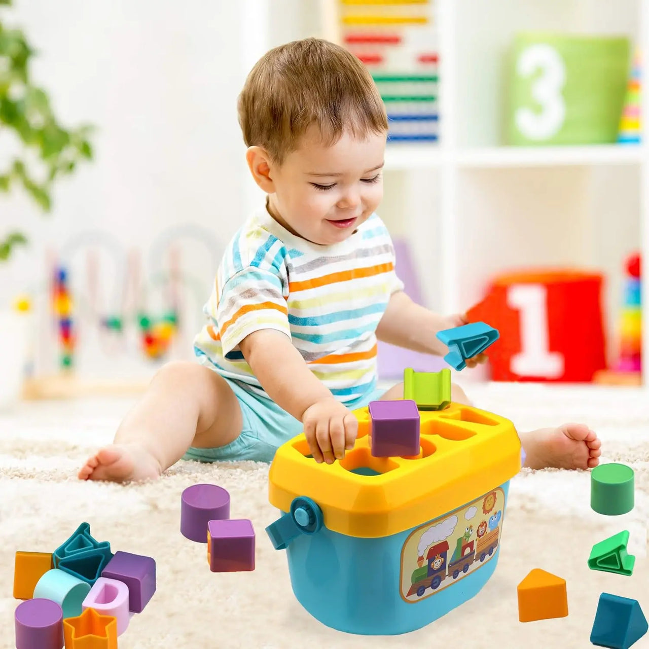 LittleGenius – Play & Learn – Colorful Shapes Sorting Bucket – My Little Darling